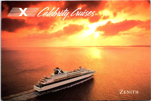 Postcard Celebrity Cruises Ship Zenith Sailing Into the Sunset | eBay