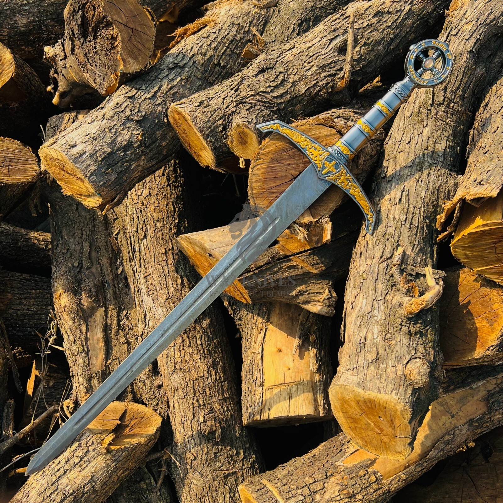 Custom Damascus Knight Templer Sword Handmade Medieval Sword Single ...