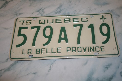 Vintage 1975 Quebec Canada Vehicle License Plate | eBay