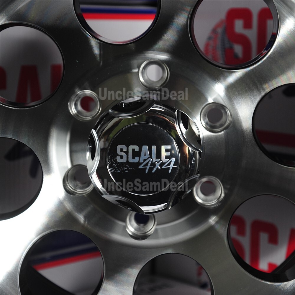 16x10 6x139.7 6x5.5 -27 OFFSET SCALE 4x4 S52 MACHINE BLACK 8 HOLE TRUCK ...