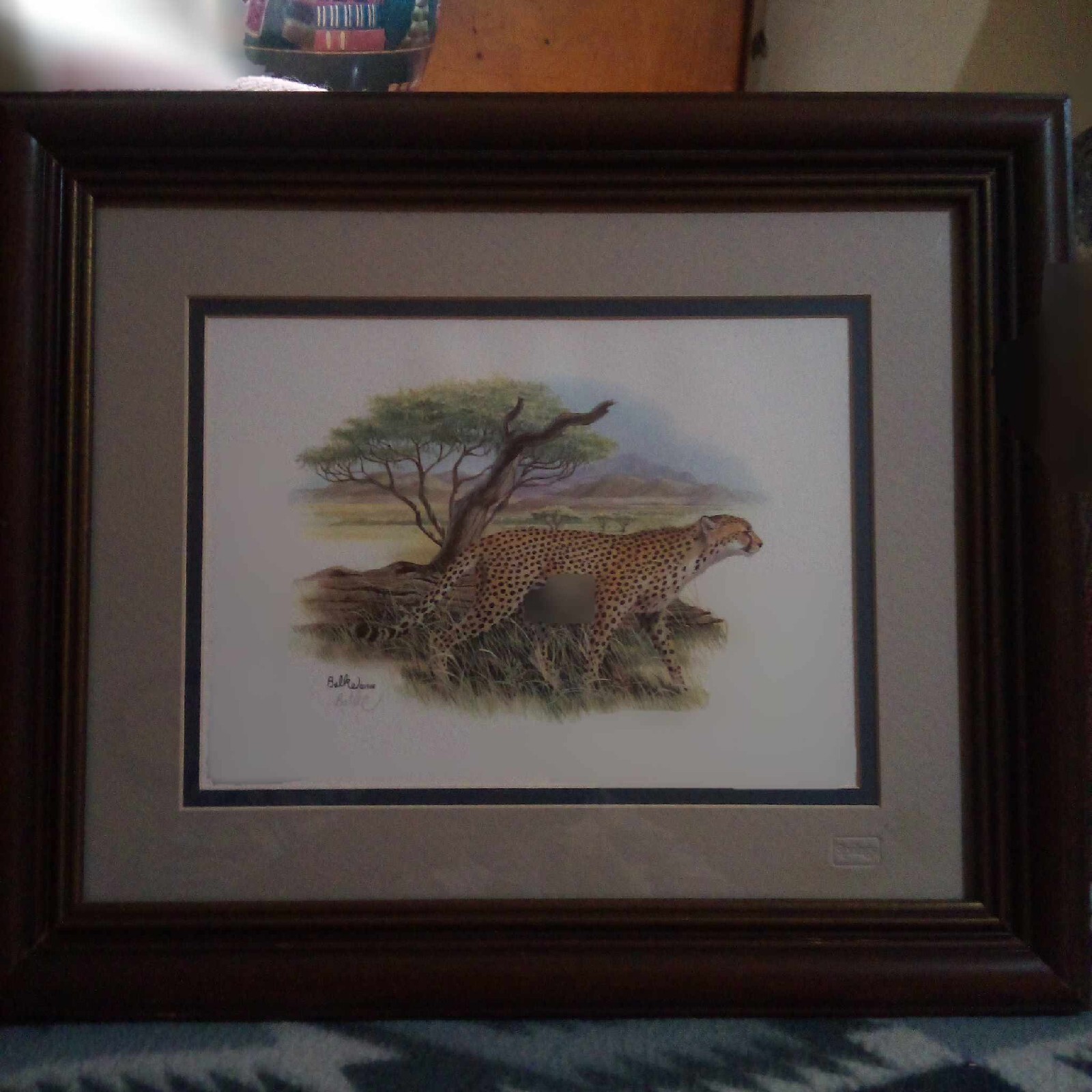 Don Balke Hand Signed Cheetah Framed Matted Lithographic Print 17.5" x ...