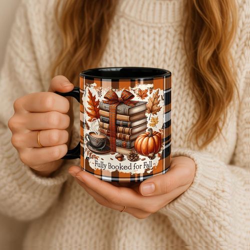 Fully Booked Fall Mug | Autumn Coffee Mug | Books & Pumpkins Cozy Fall ...