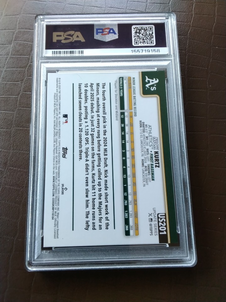 2025 TOPPS UPDATE #201 NICK KURTZ **RC** PSA GEM MINT 10!!!! | eBay