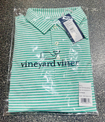 Vineyard Vines Striped Winstead Sankaty Polo - Large Green & White Mens ...
