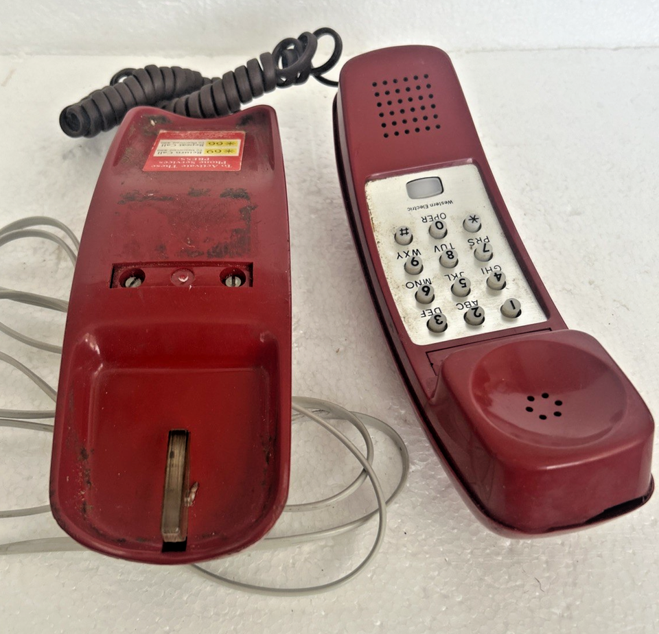BELL SYSTEM BY WESTERN ELECTRIC SLIM LINE TELEPHONE PUSH BUTTON RED MN ...