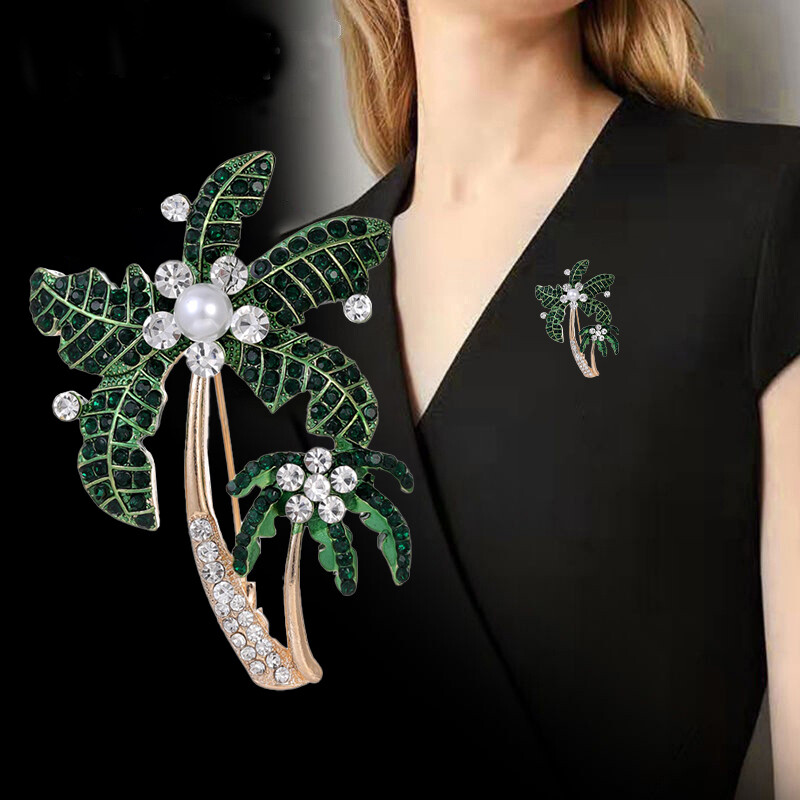 Fashion Rhinestone Coconut Tree Brooch Pin Women Coat Jewelry Party ...