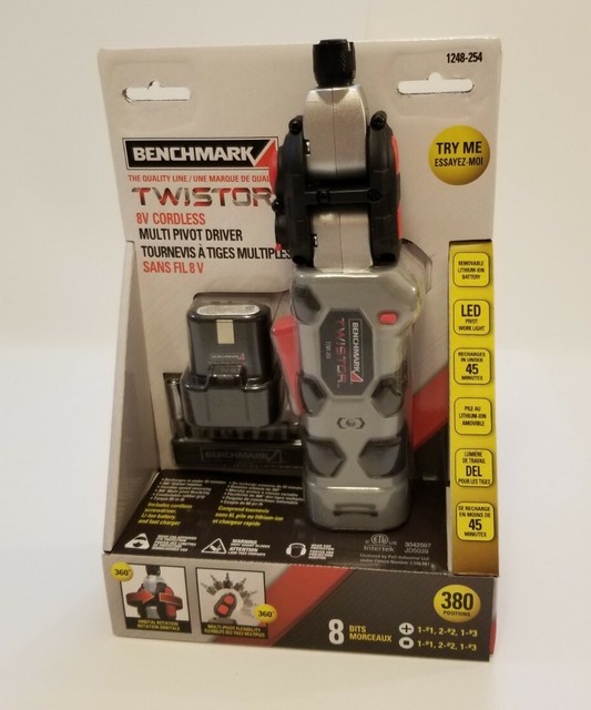 Benchmark Twistor 8v Cordless Multi Pivot Driver Screwdriver W Battery ...