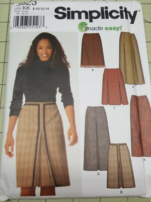 Simplicity 9823 Pleated Godets Kick Skirts 6 Made Easy Size 8 10 12 14 ...