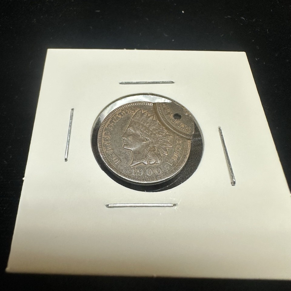 1900 INDIAN HEAD CENT Penny DOUBLE STRUCK OFF CENTER Planchet Rare Error Hole | eBay