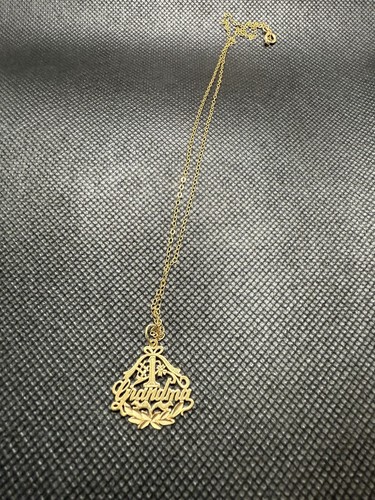 FLAT THIN 14k Yellow Gold #1 Grandma Diamond Cut Necklace Pendant 15 ...