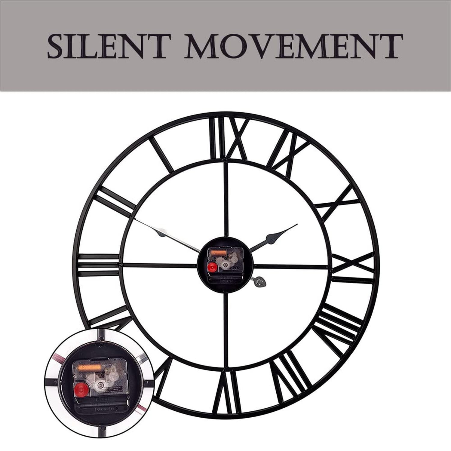 30 inch Large Metal Wall Clock, Industrial Indoor Outdoor Waterproof ...