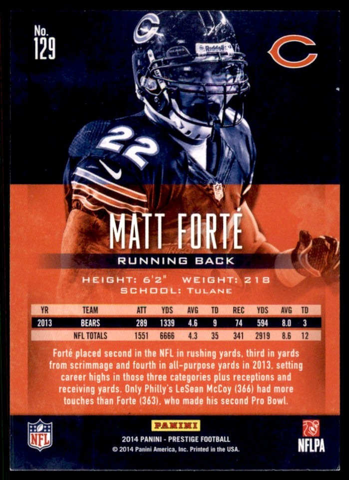 2014 Prestige Matt Forte Chicago Bears #129 | eBay