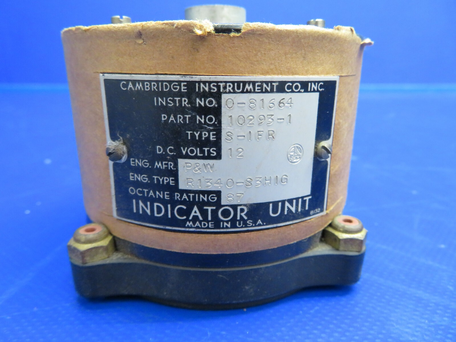 Cambridge Instruments Fuel-Air Ratio Indicator 12V 10293-1 NOS (0720 ...