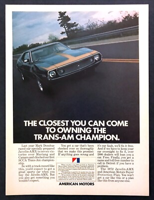 1972 AMC Javelin-AMX Coupe photo "Trans-Am Champion" vintage print ad ...