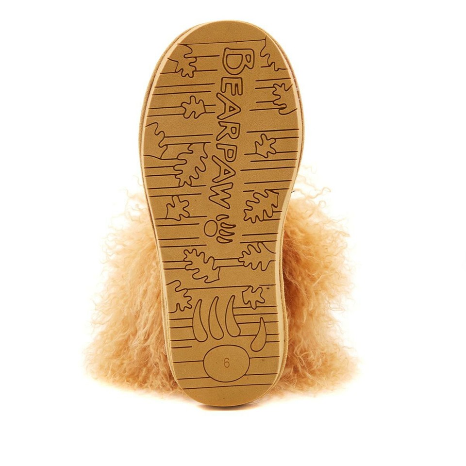 BEARPAW® Boo Suede and Curly Lamb Fur Flat Boot Wheat Beige US 5 EUR 36 ...