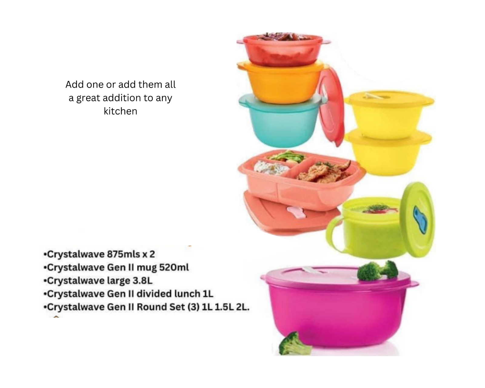 Tupperware Crystal Wave Microwave Containers - Various Sizes - Brand ...