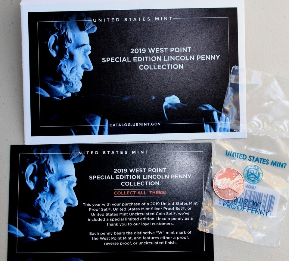 2019 W PROOF Lincoln Shield One Cent Coin West Point Mint Package and ...