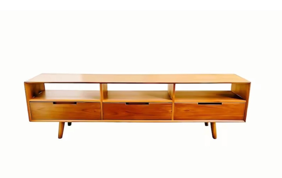 71” Solid Teak Media Console Mid Century Modern Media Console MCM TV ...