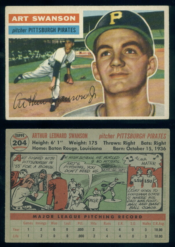 (68074) 1956 Topps 204 Art Swanson Pirates-EX | eBay