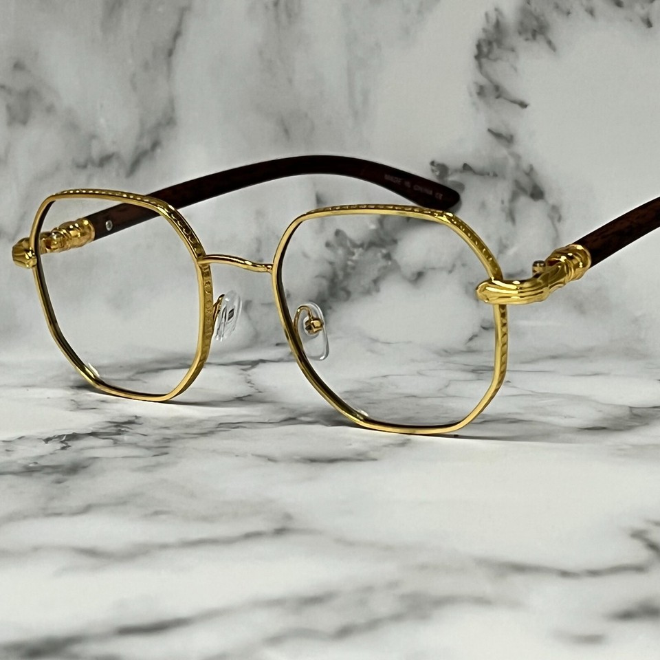 Men RETRO HIP HOP RAPPER Gold Silver Clear Black Brown Lens EYE GLASSES ...