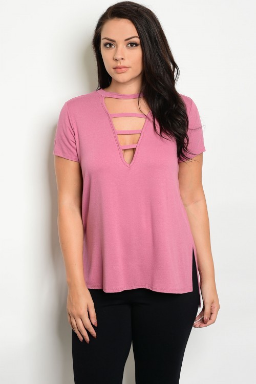Women's Plus Size Short Sleeve Relaxed Fit Pink Blouse Top 3X | eBay