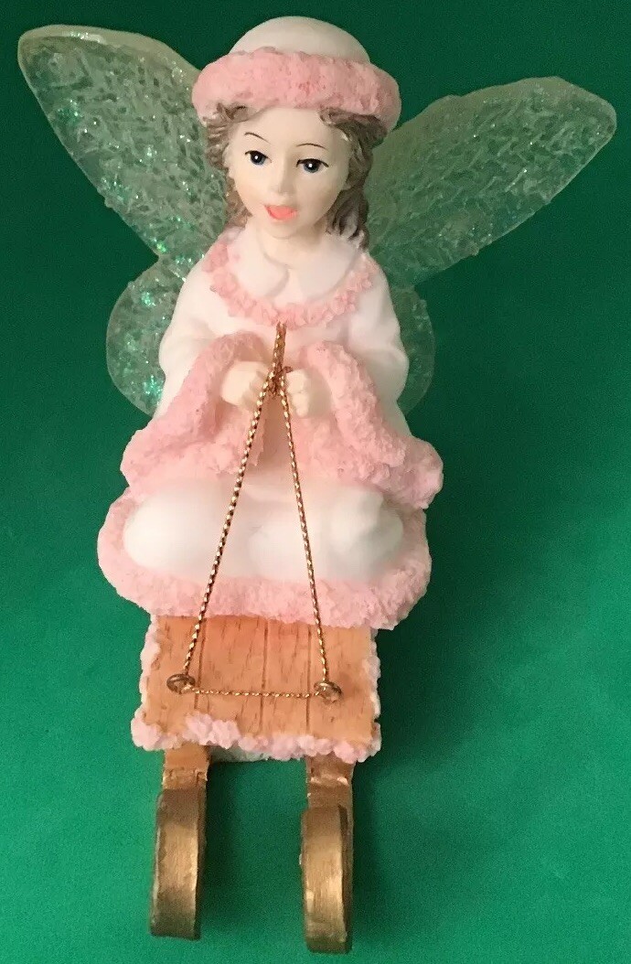 Winter Fairy Figurine Sitting On A Sled By Dezine 8.2cm High (Resin ...