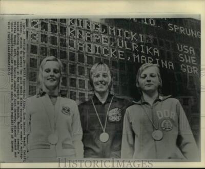 1972 Press Photo Diving winners Micki King, Ulrika Knapp, Marina Janaka ...