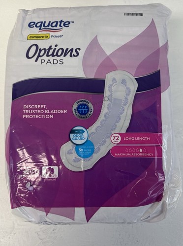 Equate Options Maximum Absorbency Long Length Pads 72 Count | eBay