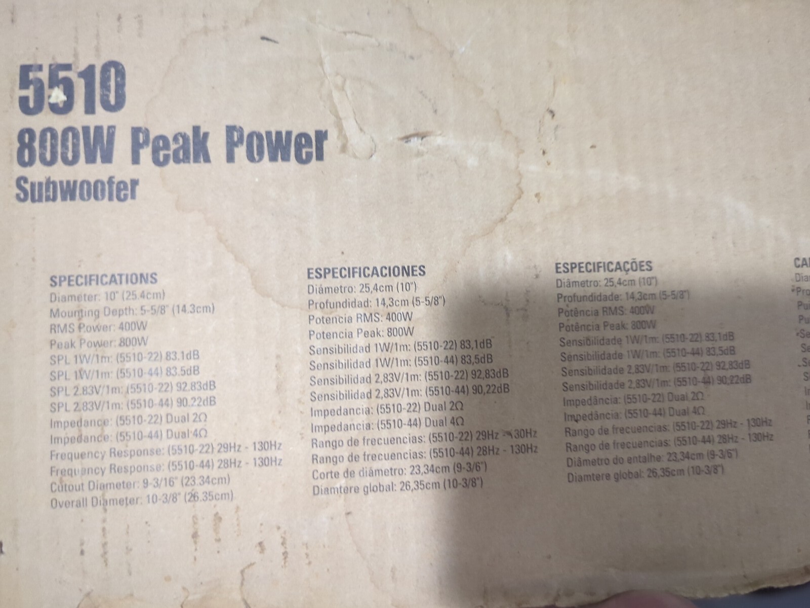 MTX Audio 10" Subwoofer Dual 4 Ohm 800W Max Power Thunder 55 Series ...