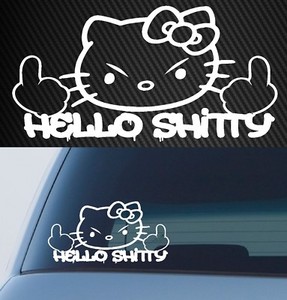 hello kitty parody Rude Cartoon Hands funny comic Car ute 4x4 Sticker ...