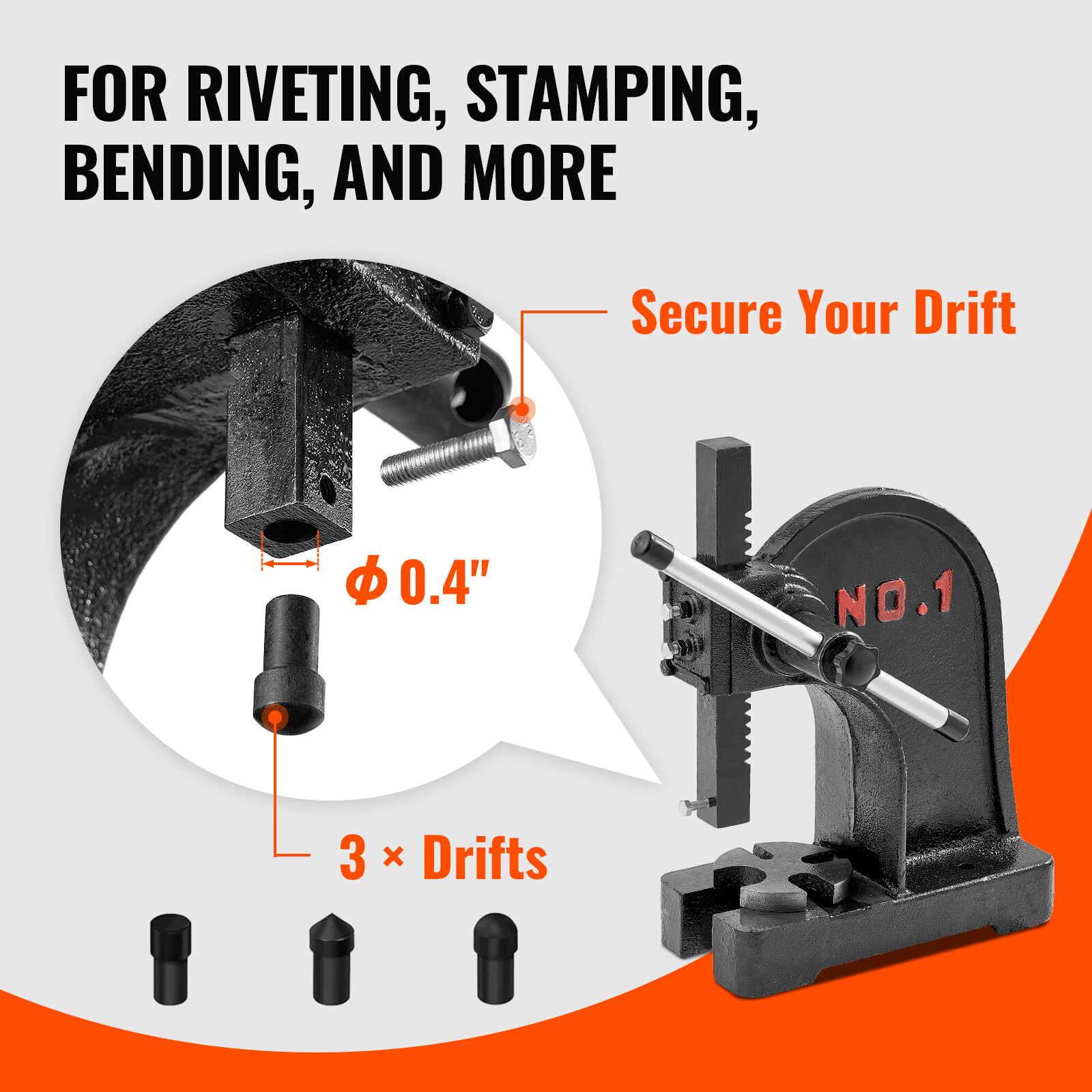 VEVOR Arbor Press 1 Ton Manual Desktop Press | Grelly UK