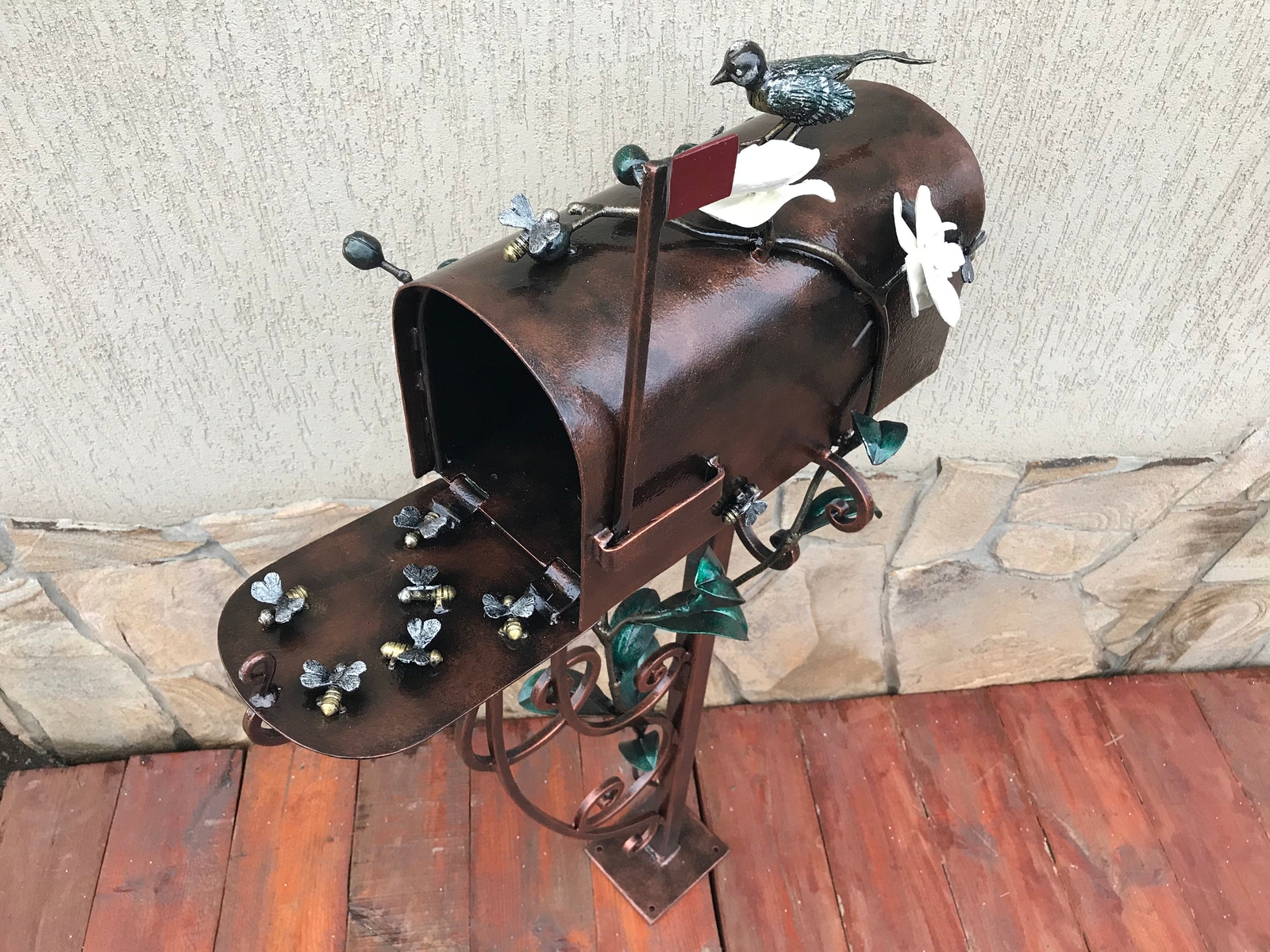 Mailbox Orchid Bee Bird Hand Forged Mailbox Floral Decor Fairy | eBay