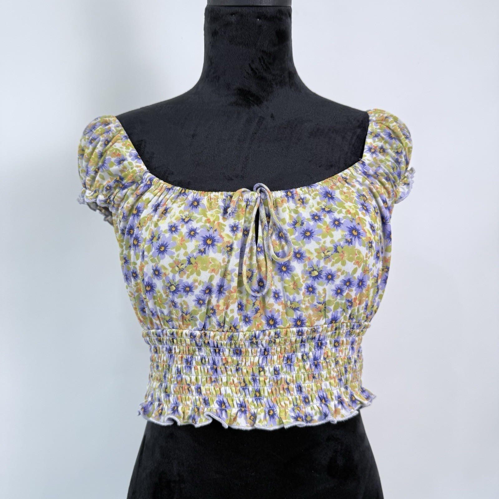 Stitch & Pine Milkmaid Floral Crop Top Small Smocked … - Gem