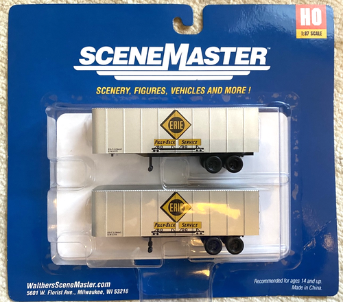 Walthers Scene Master Ho Erie piggy 32 fr trailer 2 pack new 949-2359 ...