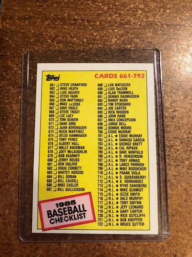 1985 Topps Baseball # 784 Checklist # 6 661-792 Unused | eBay