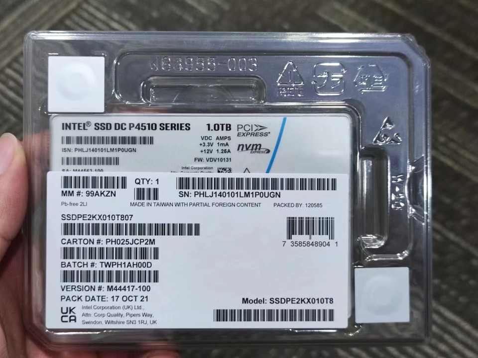 New Intel SSD DC P4510 1TB 2TB 4TB 8TB NVME U.2 2.5" PCIE Series Solid ...