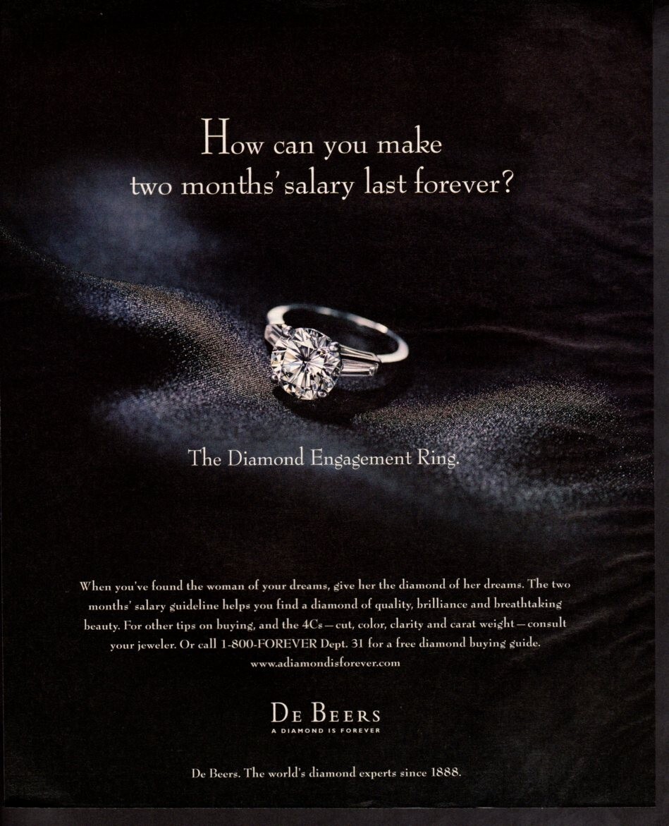 Vintage print ad advertisement Fashion De Beers engagement ring 2 ...