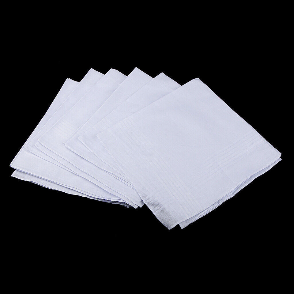 12x Handkerchiefs Cotton Classic Hankies Large Men Hankerchief Hanky ...