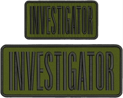 INVESTIGATOR EMB PATCH 4X10 AND 3X6 HOOK ON BACK BLACK ON OD GREEN | eBay