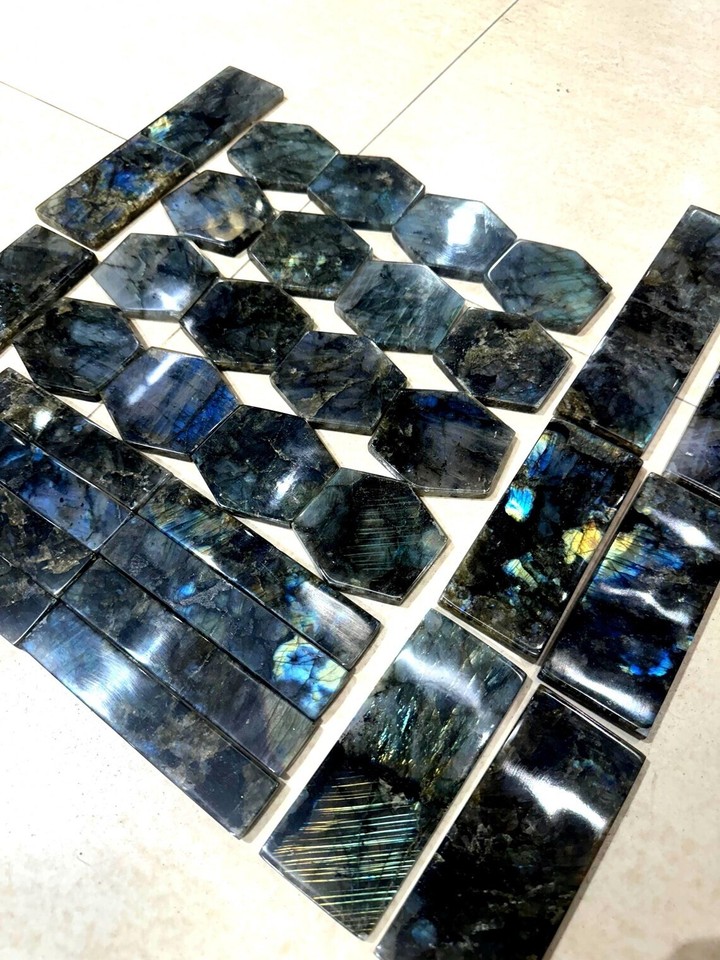 Natural Labradorite gemstone tile epoxy resin home decor, blue Fire New ...