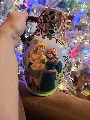 Vintage 70's Medieval Renaissance Hand Painted 10 1/2" Water Jug ...