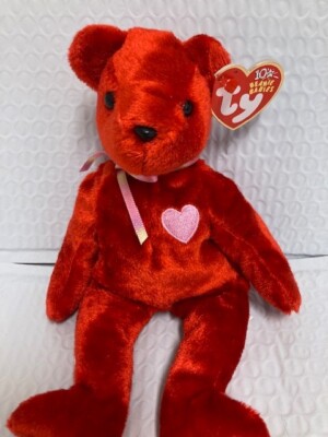 Ty Beanie Baby ️ KISS-E THE BEAR VALENTINES OLD FACE Plush NEW MWMT's ...