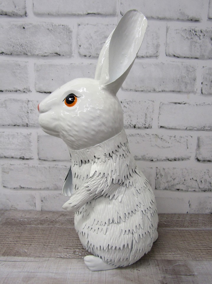 Rustic Charming 13.5" Tall Metal Rabbit Bunny Statue Yard Art Garden ...