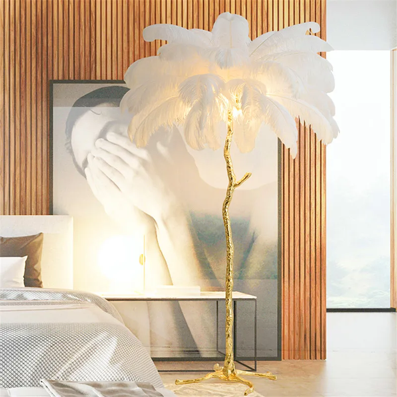 Feather Floor Lamps Standing Lamps Real Ostrich Feathers LED Modern ...