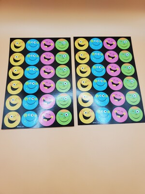 AGC Smiley Face Stickers 2 Sticker Sheets 1990s Vintage Complete b113 ...