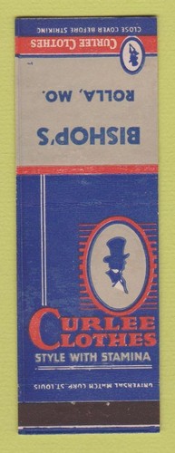 Matchbook Cover - Curlee Men's Clothes Bishop's Rolla MO | eBay