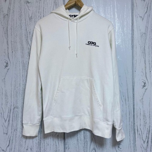 USED CDG COMME DES GARCONS WHITE HOODIE, UNISEX, SIZE (EQUIVALENT TO S ...