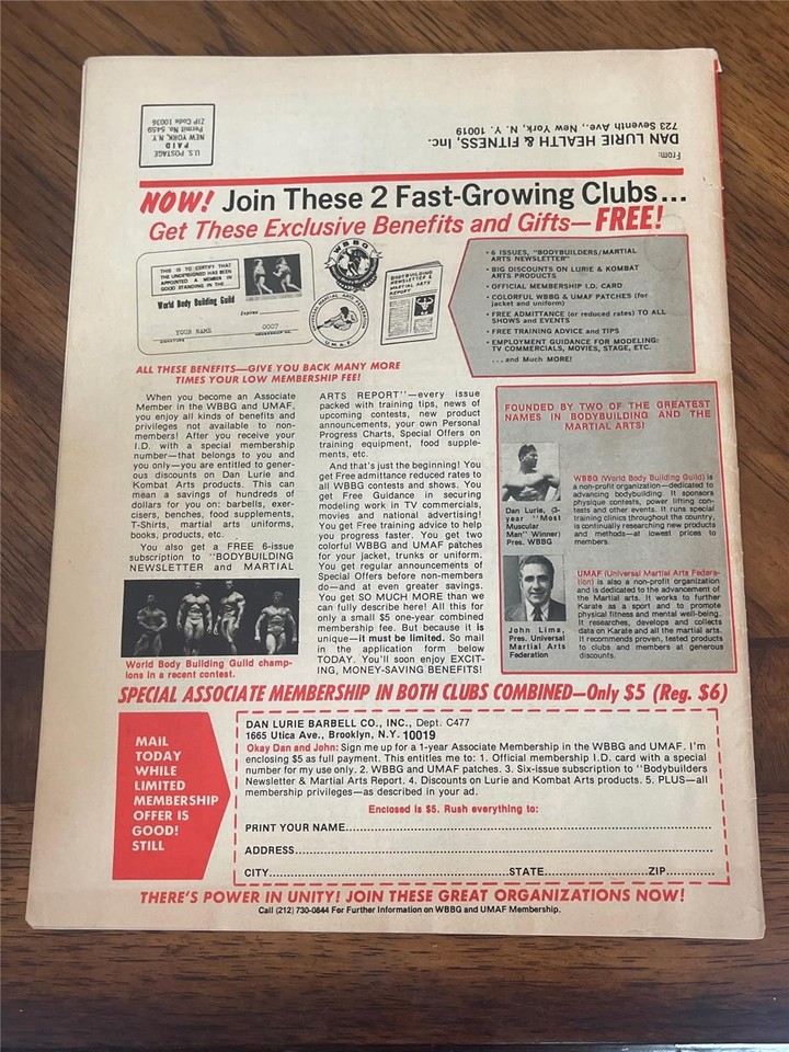 DAN LURIE bodybuilding MUSCLE TRAINING & SELF DEFENSE catalog RAPHAEL ...