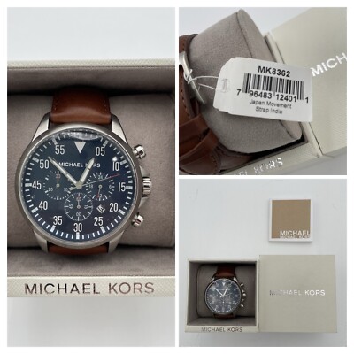 New Michael Kors Gage Chronograph MK8362 Watch Men Brown Japanese ...