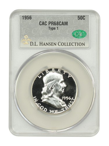 1956 50C CACG PR68CAM (Type 1) ex: D.L. Hansen - Franklin Half Dollar ...